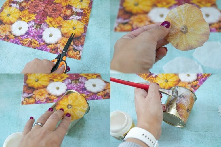 Blumenvasen aus Konserven - Serviettentechnik - The inspiring life